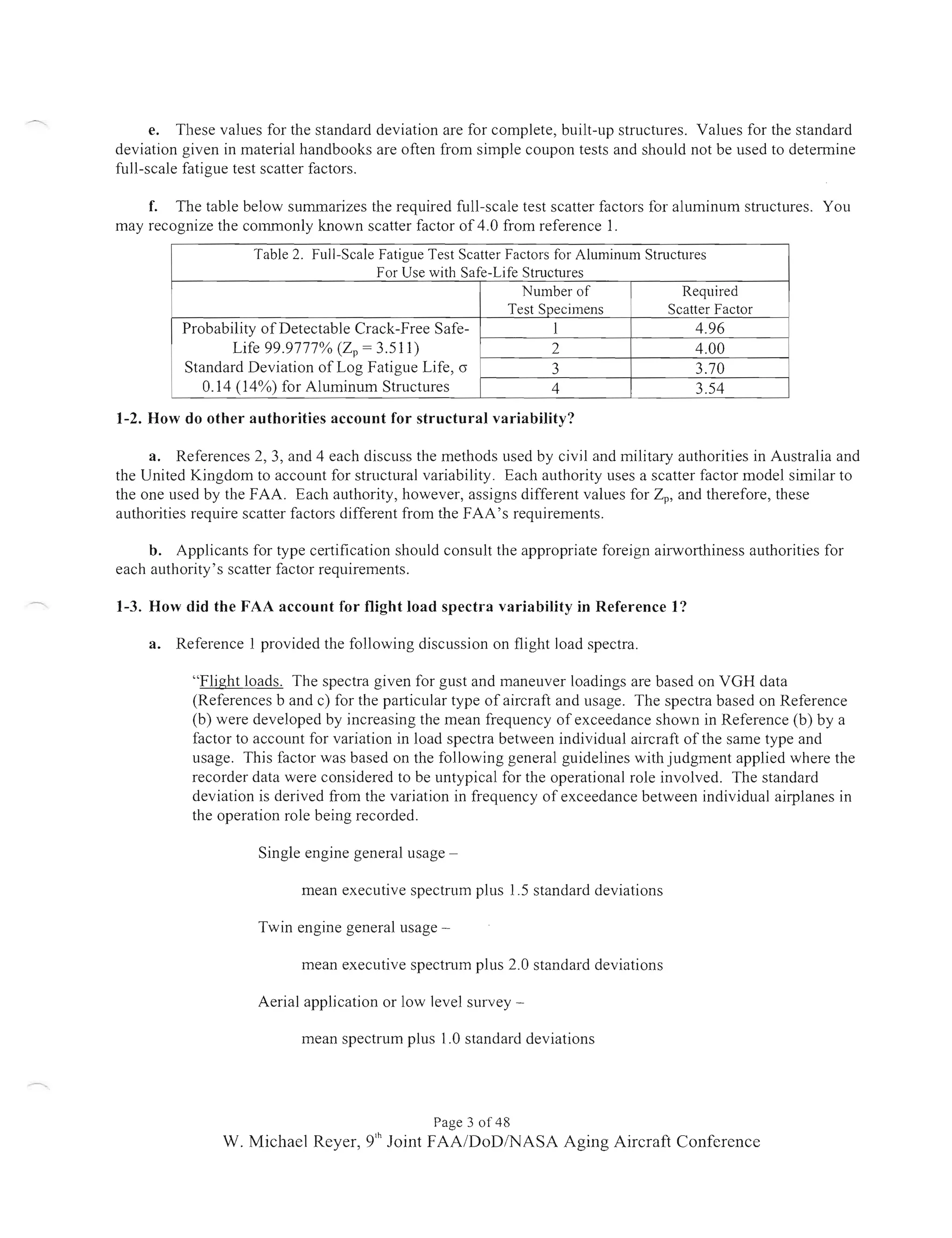 Probability basis of safe life evaluation in small airplanes by w ...