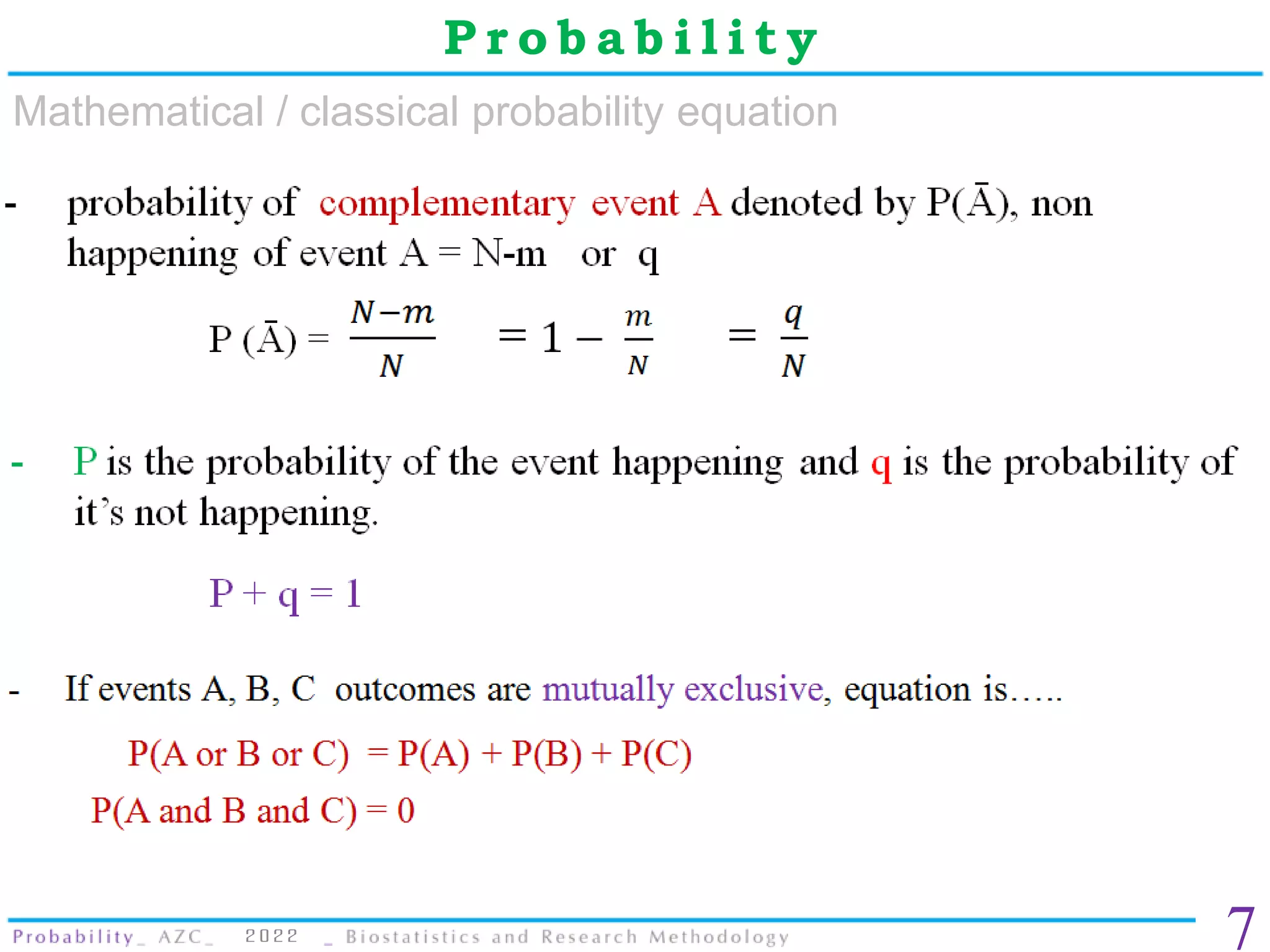 Probability ,Binomial distribution, Normal distribution, Poisson’s ...