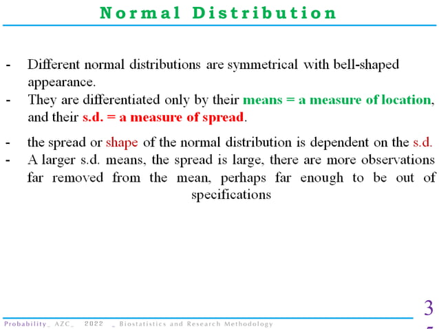 Probability ,Binomial distribution, Normal distribution, Poisson’s ...