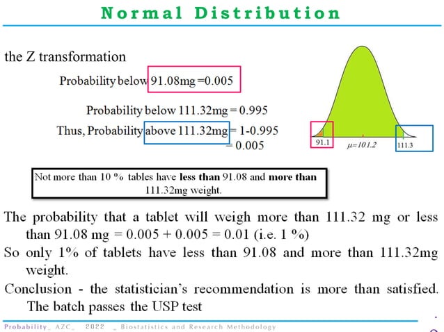 Probability ,Binomial distribution, Normal distribution, Poisson’s ...