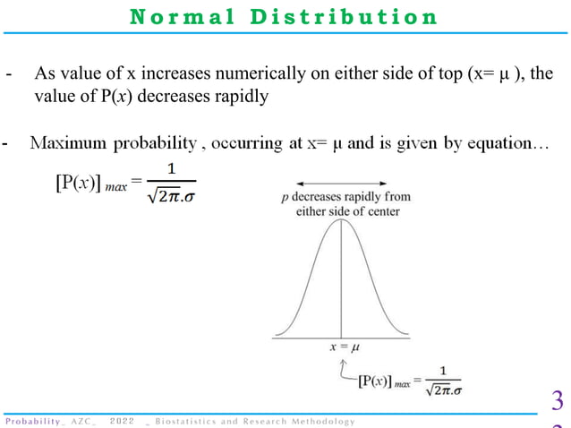 Probability ,Binomial distribution, Normal distribution, Poisson’s ...