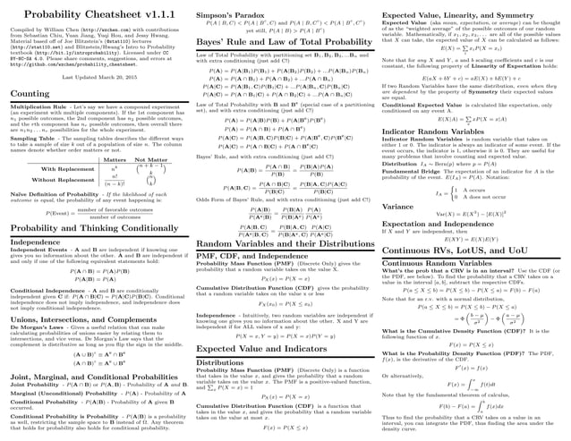 Probability cheatsheet | PPT