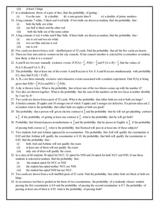 Probability class 11 | DOCX