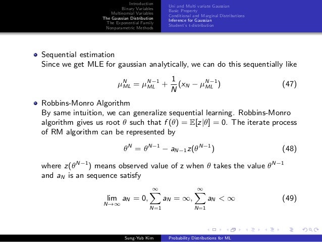 Probability distributions for ml
