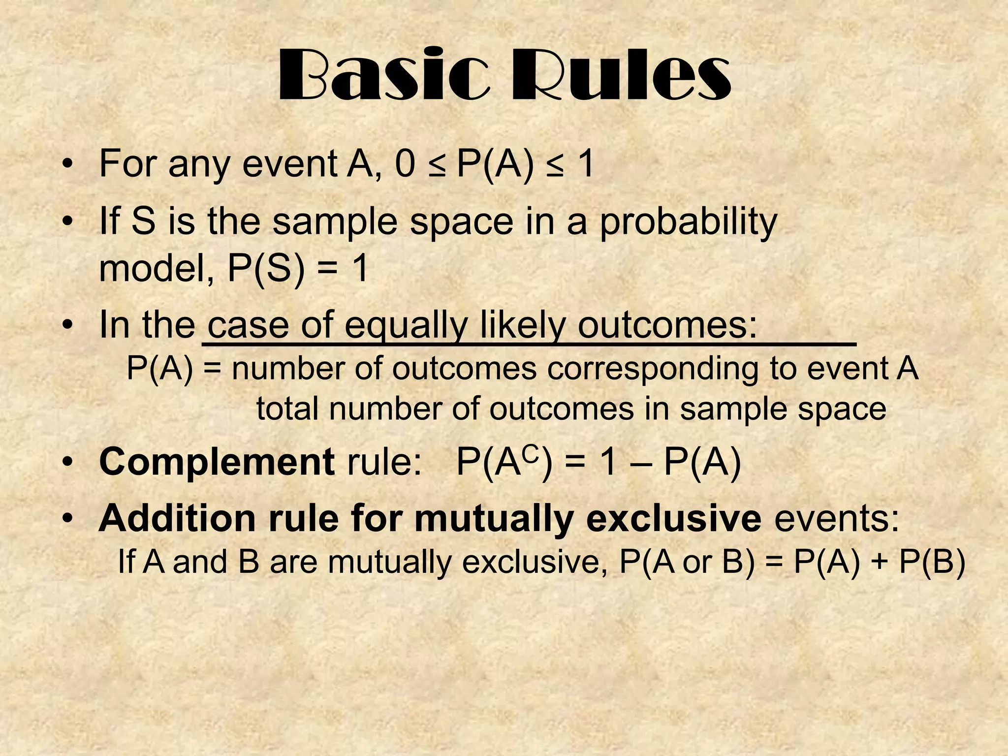 Probability models & basic rules | PPTX