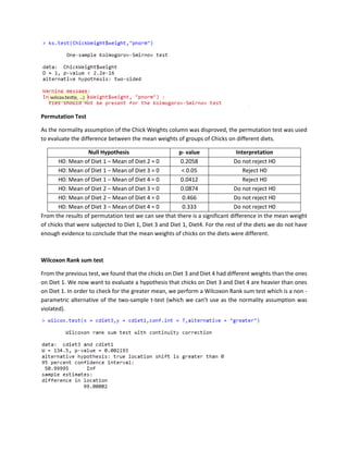 Weights of Chicks on Diets - A probability approach (using R) | PDF