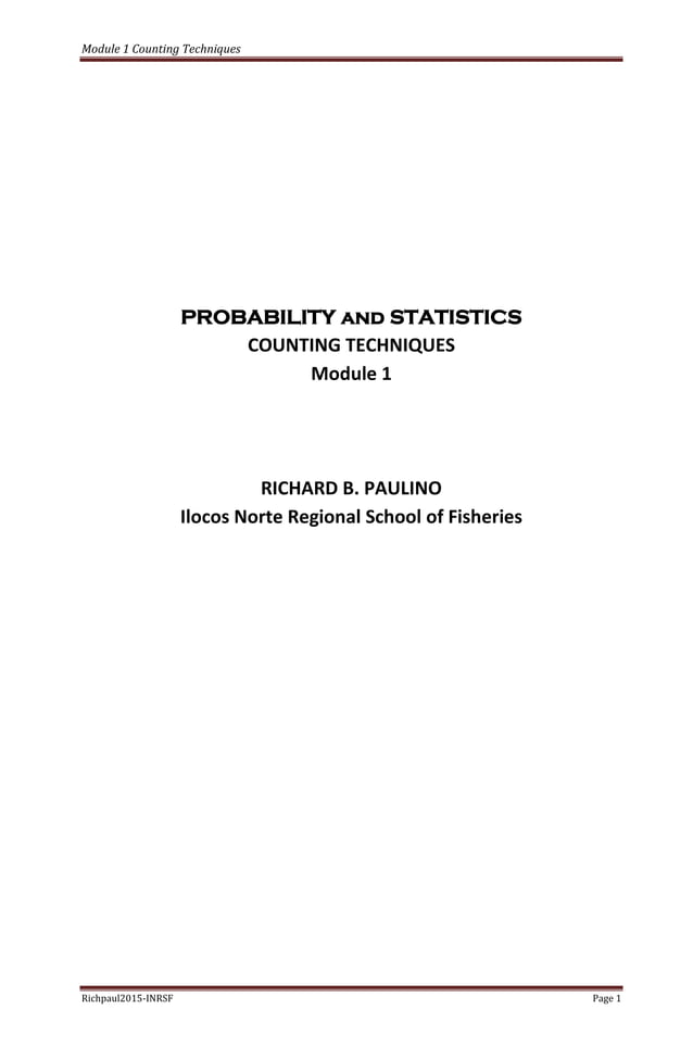Probability module 1 | PDF