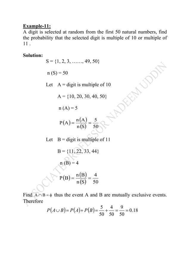 Probability(mutually exclusive events) | PDF