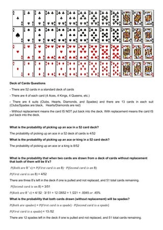 Probability of card | PDF | Card Games | Games and Puzzles