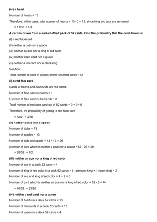 Probability of card | PDF
