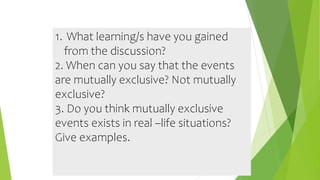 PROBABILITY OF MUTUALLY EXCLUSIVE EVENTS final.pptx