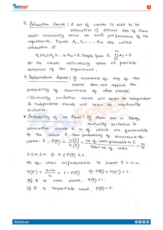 Probability - Mathematics Handwritten Notes | PDF