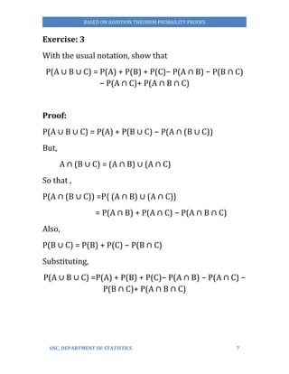 Comprehensive Probability Proofs Based on Addition Theorems in ...
