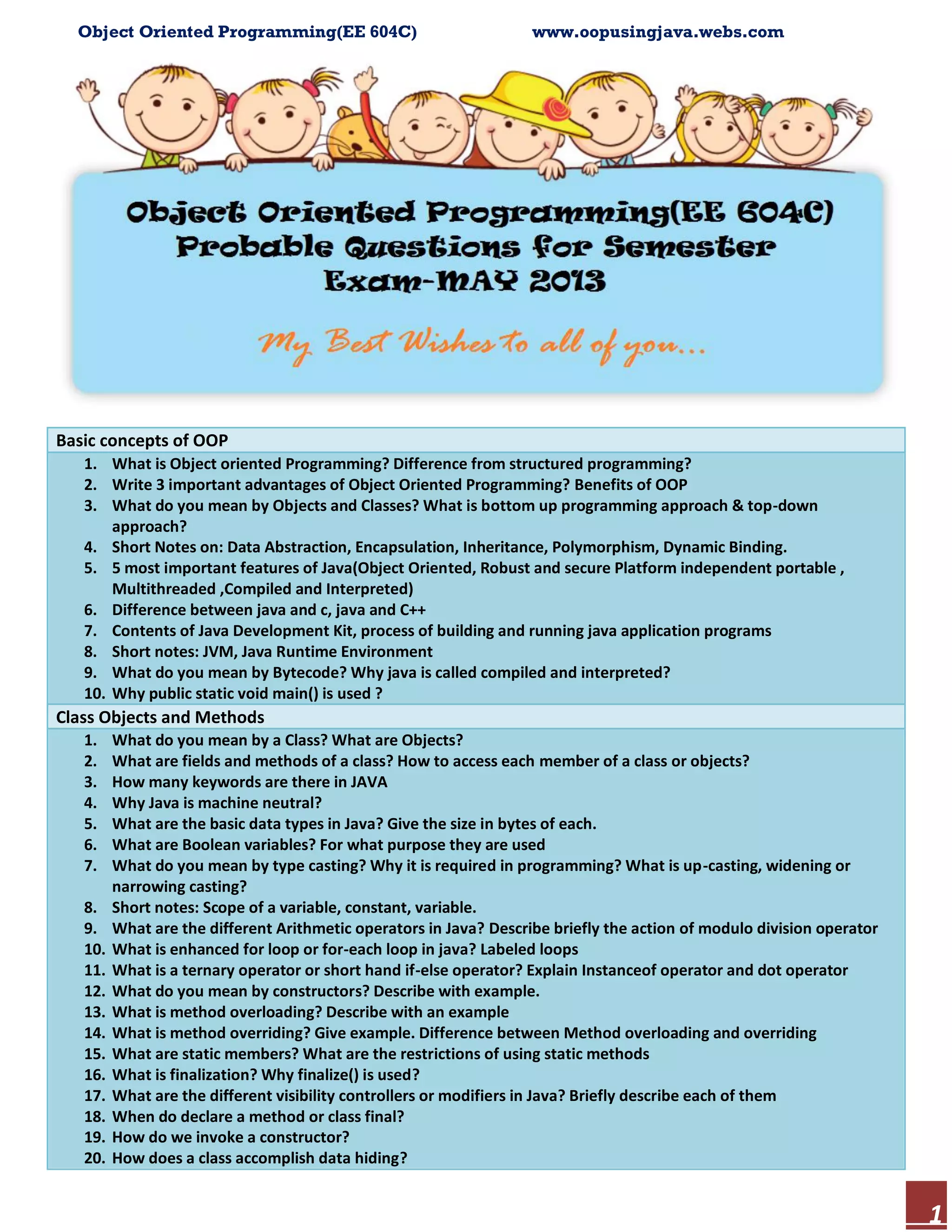 Probable questions for semester exam | PDF