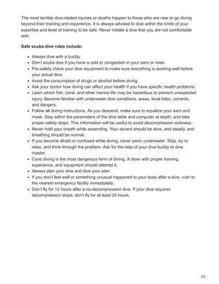 Learn Potential scuba diving injuries and Precautions | PDF