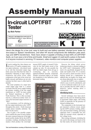 Electrónica: Probador de LOPT/FBT Flyback | PDF