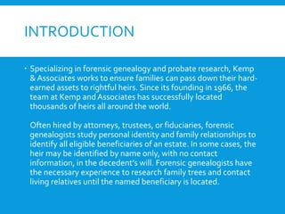 What Role Do Forensic Genealogists Play in the Probate Process? | PPT