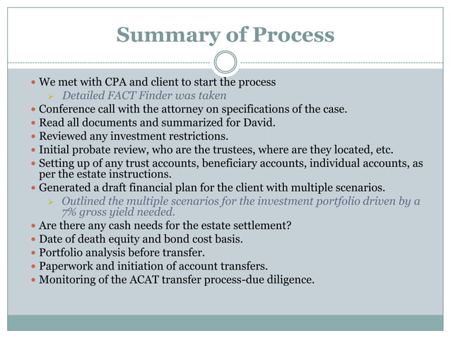 Probate To Distribution Of Assets Case Study | PPT