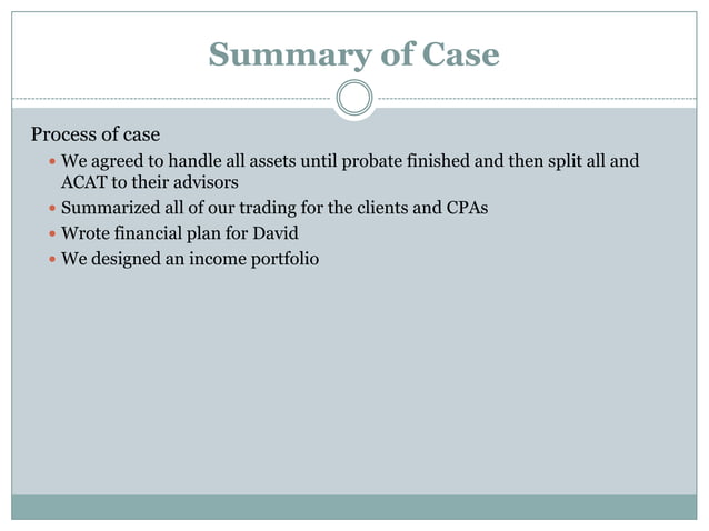 Probate To Distribution Of Assets Case Study | PPT