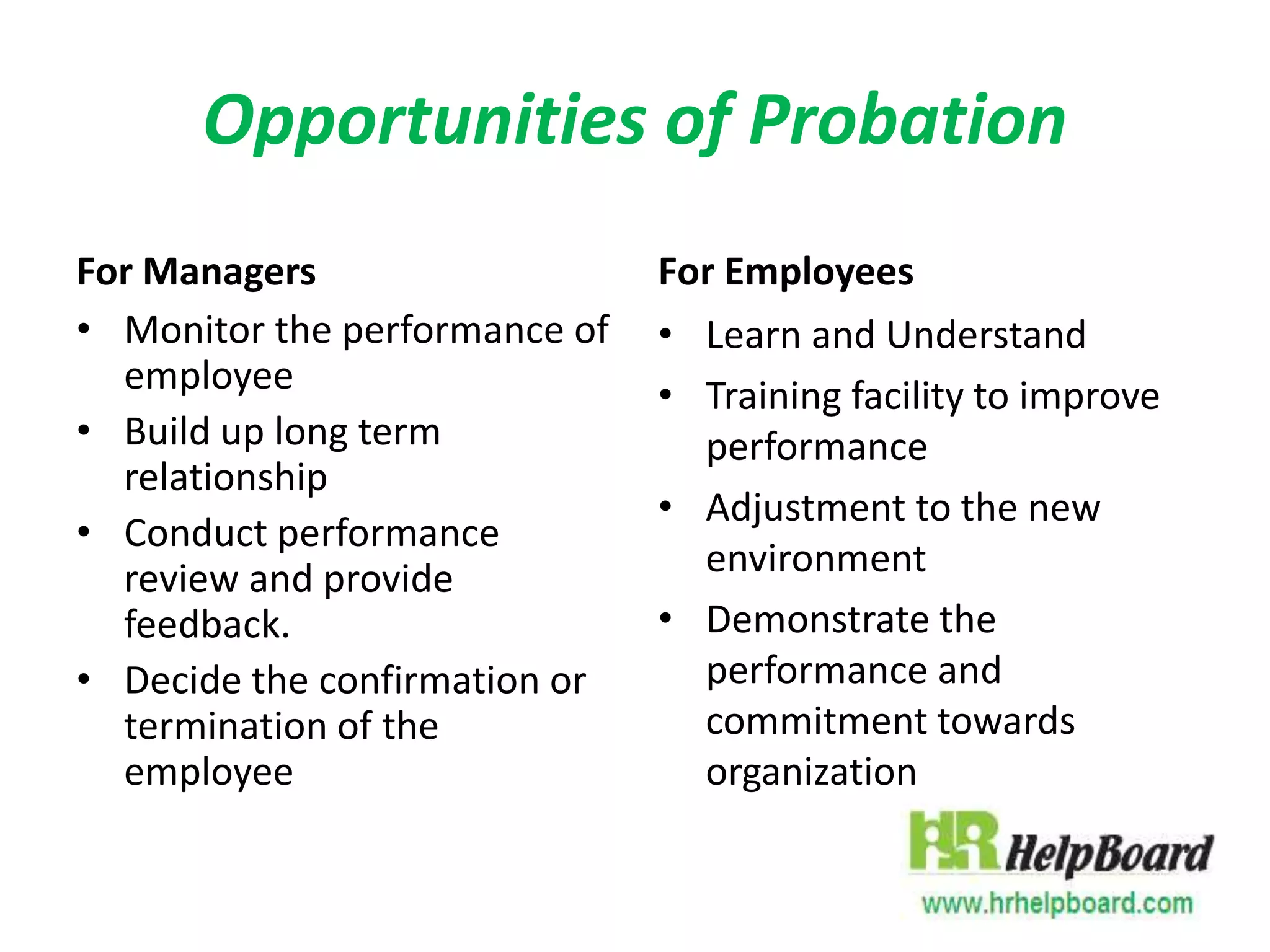 Probation and confirmation policy for employee -Hrhelpboard | PPTX