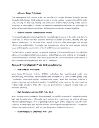 Probe Card Manufacturer Revolutionizing Semiconductor Testing | PDF