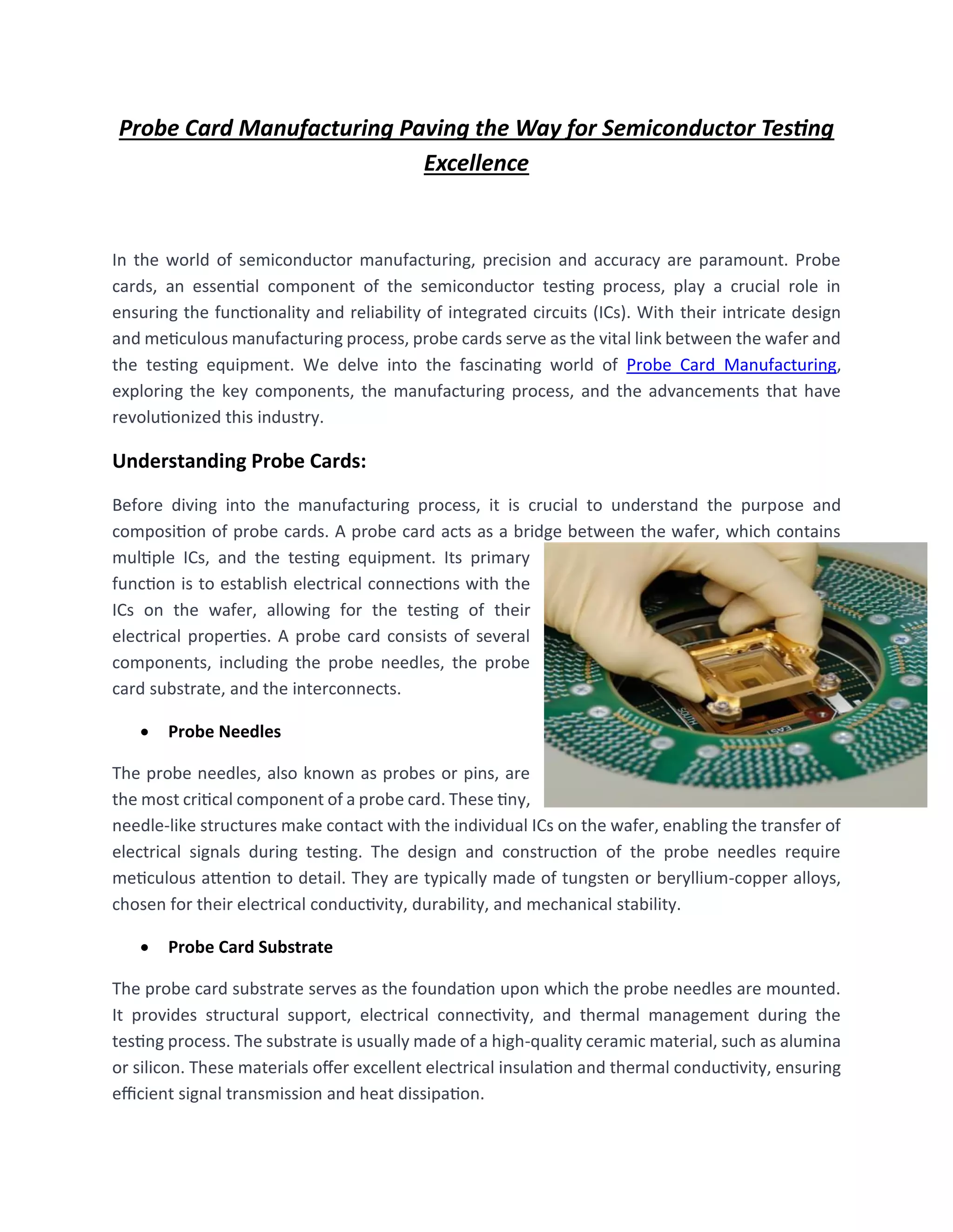 Probe Card Manufacturing Paving the Way for Semiconductor Testing ...