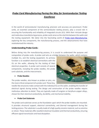 Probe Card Manufacturing Paving the Way for Semiconductor Testing ...