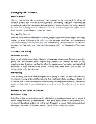 Probe Card Manufacturing Process in California | PDF