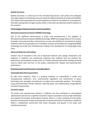 Probe Card Manufacturing Process in California | PDF