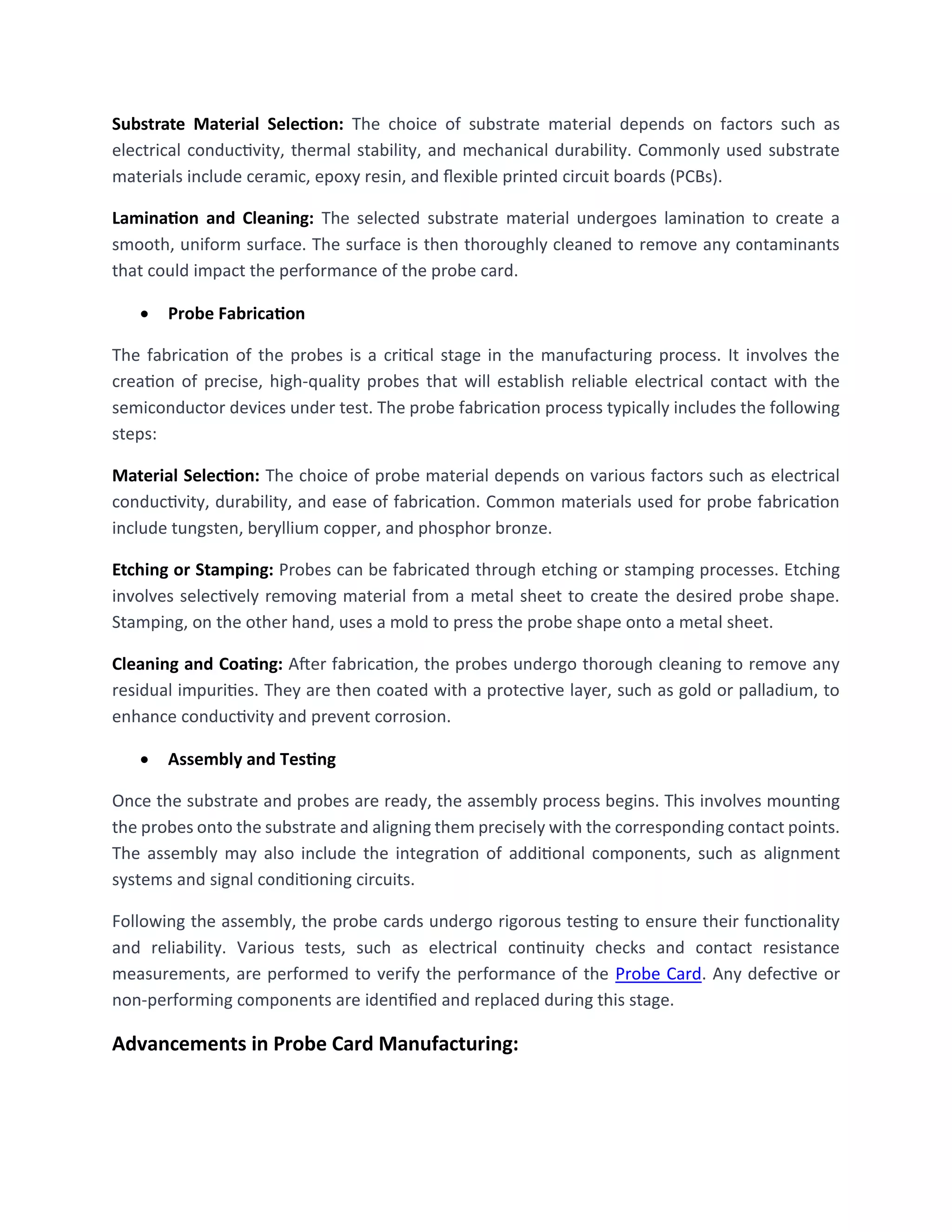 Probe Card Manufacturing Revolutionizing Semiconductor Testing. | PDF