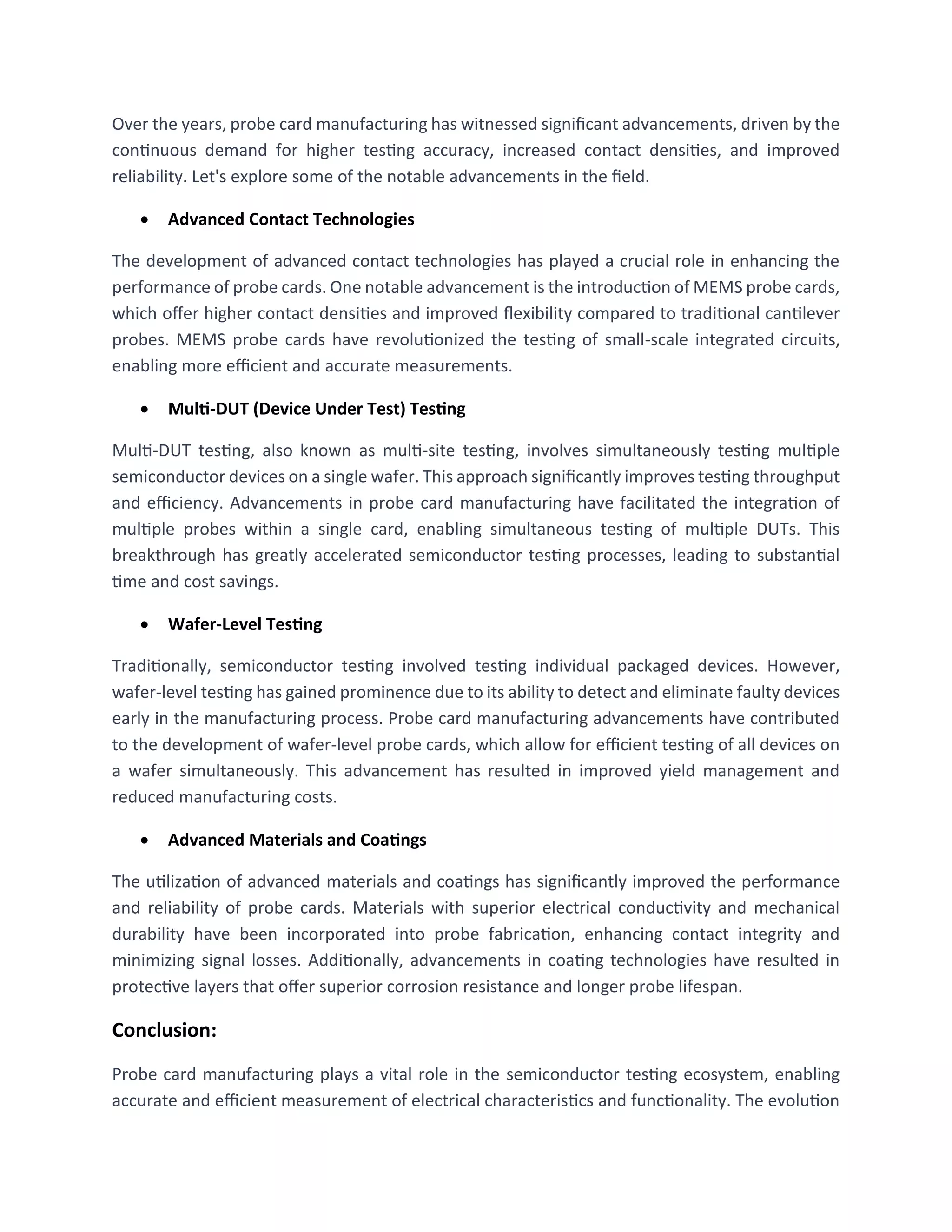 Probe Card Manufacturing Revolutionizing Semiconductor Testing. | PDF