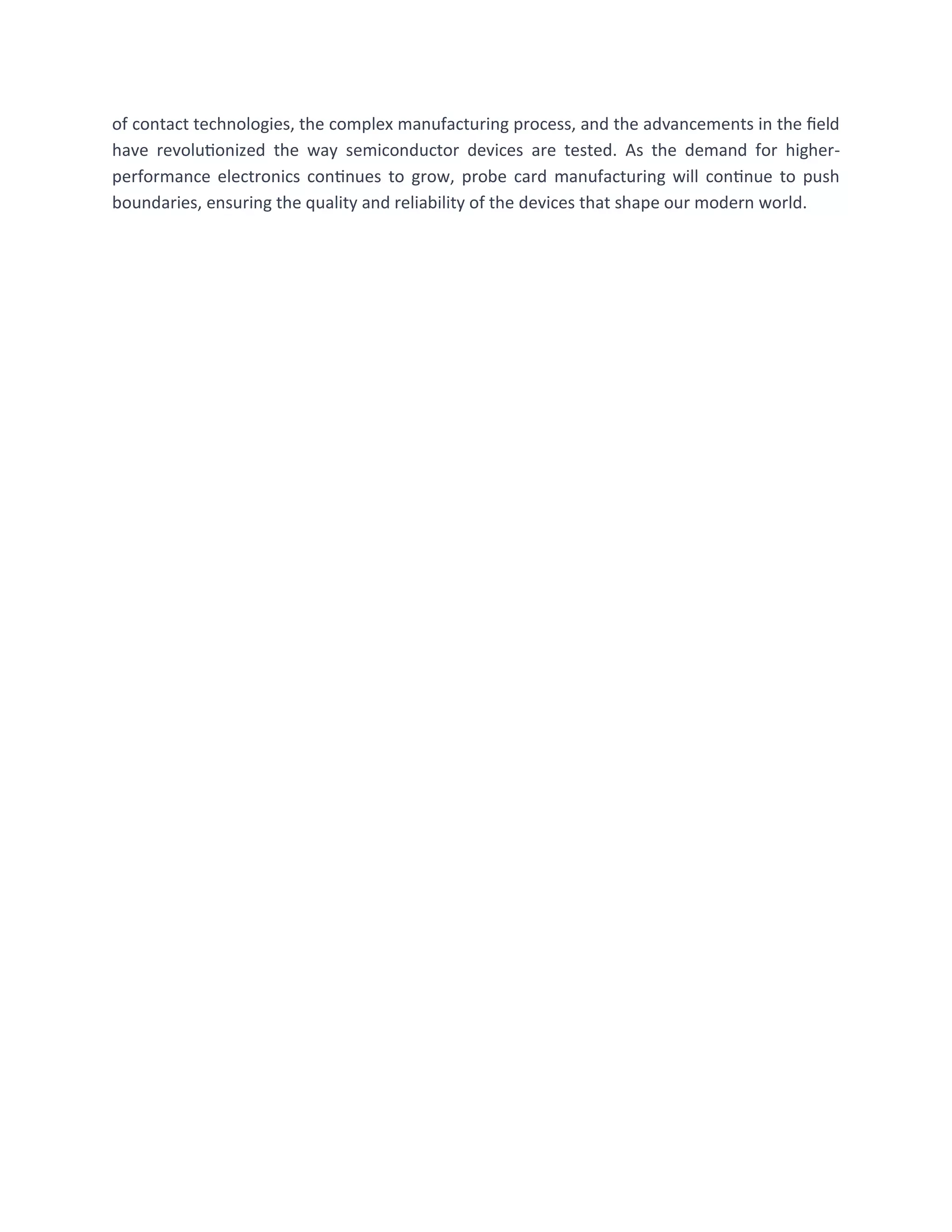 Probe Card Manufacturing Revolutionizing Semiconductor Testing. | PDF
