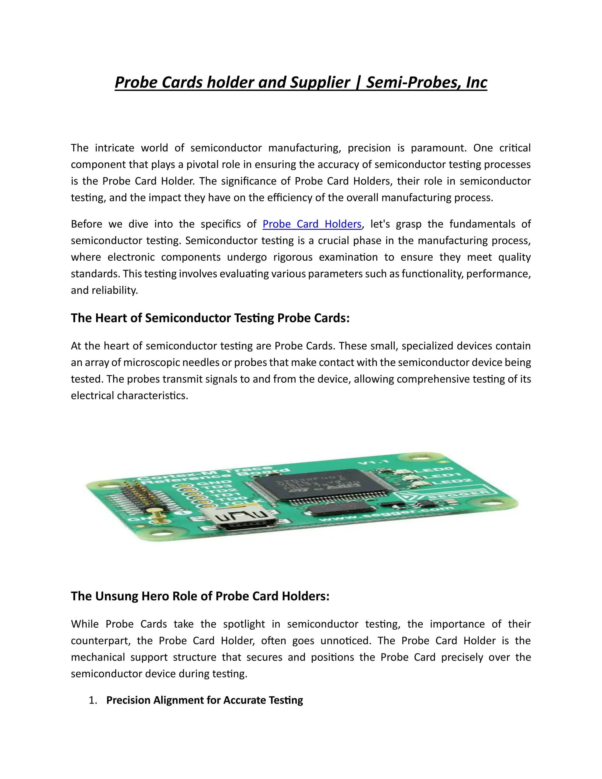 Probe Cards holder and Supplier Semi-Probes, Inc | PDF