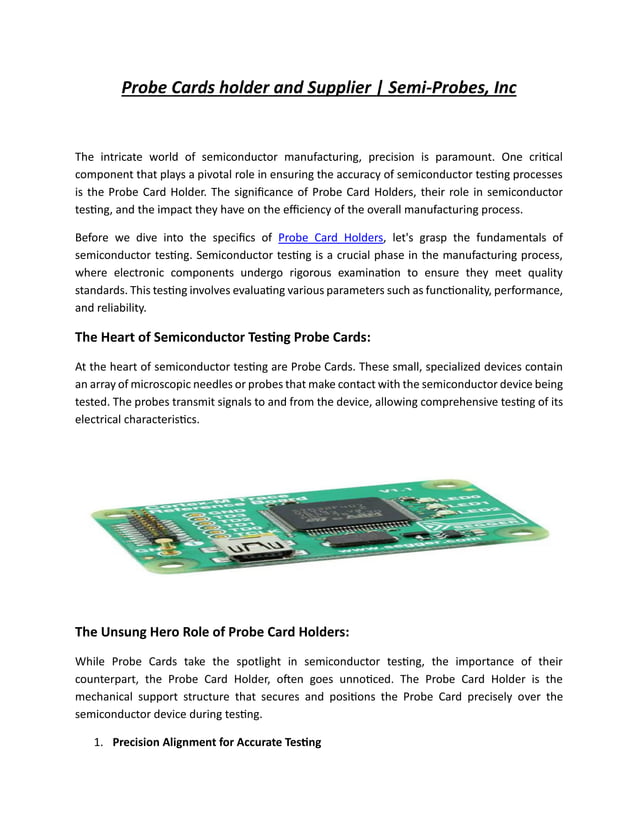 Probe Cards holder and Supplier Semi-Probes, Inc | PDF