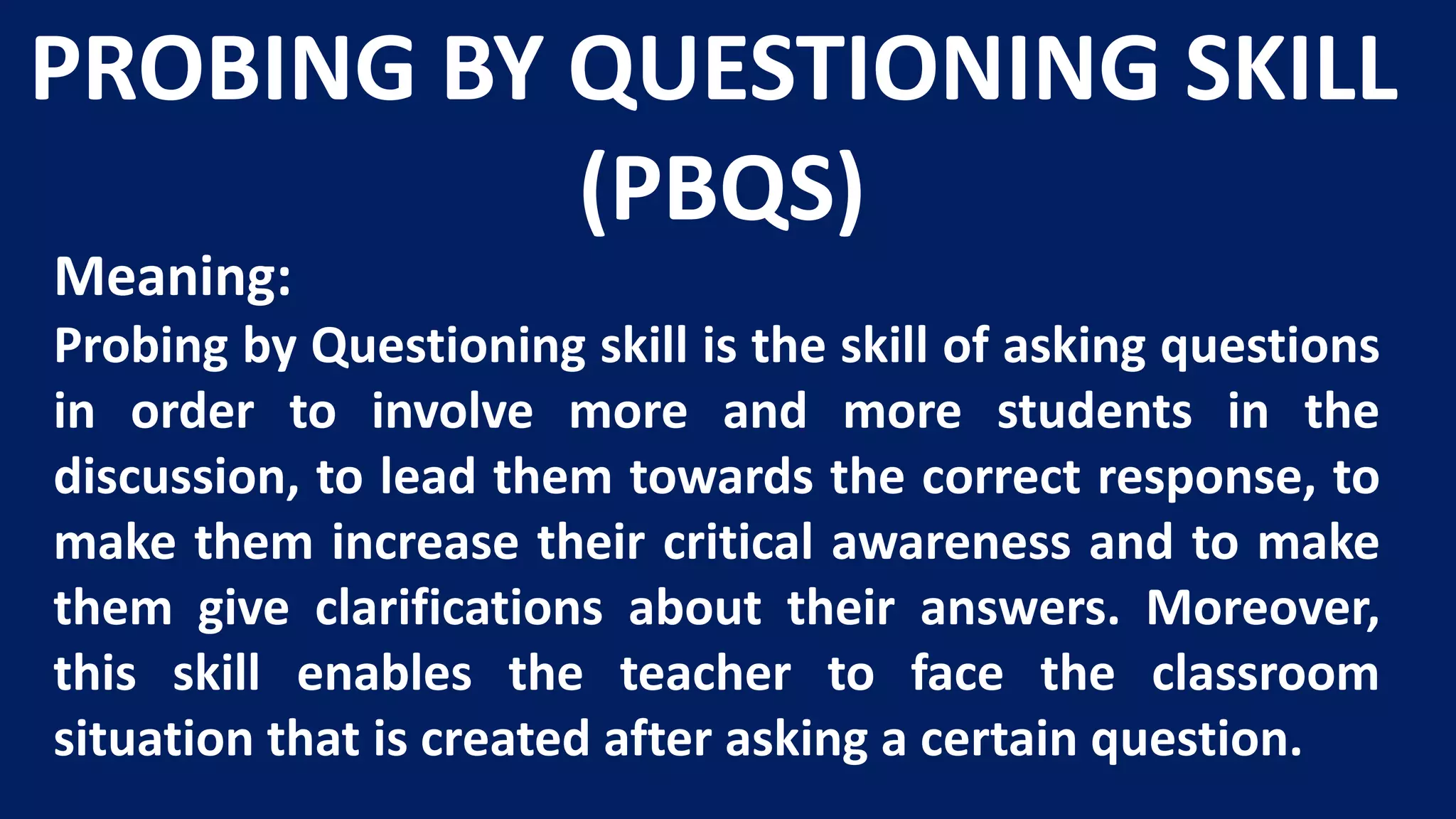 Probing by questioning skill | PDF