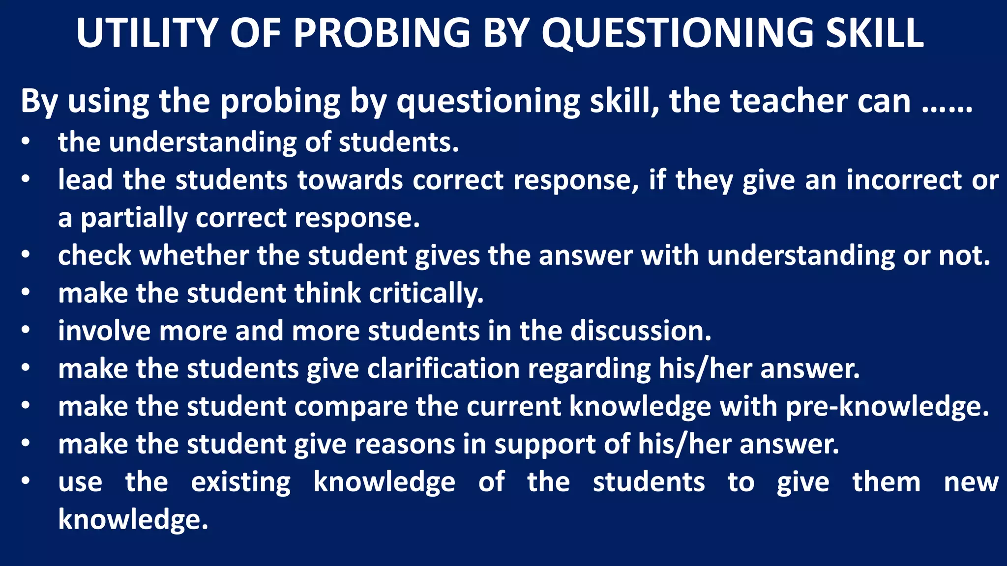 Probing by questioning skill | PDF