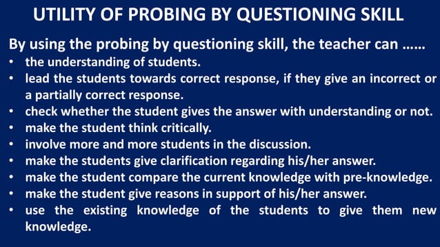 Probing by questioning skill | PDF | Educational Assessment | Education