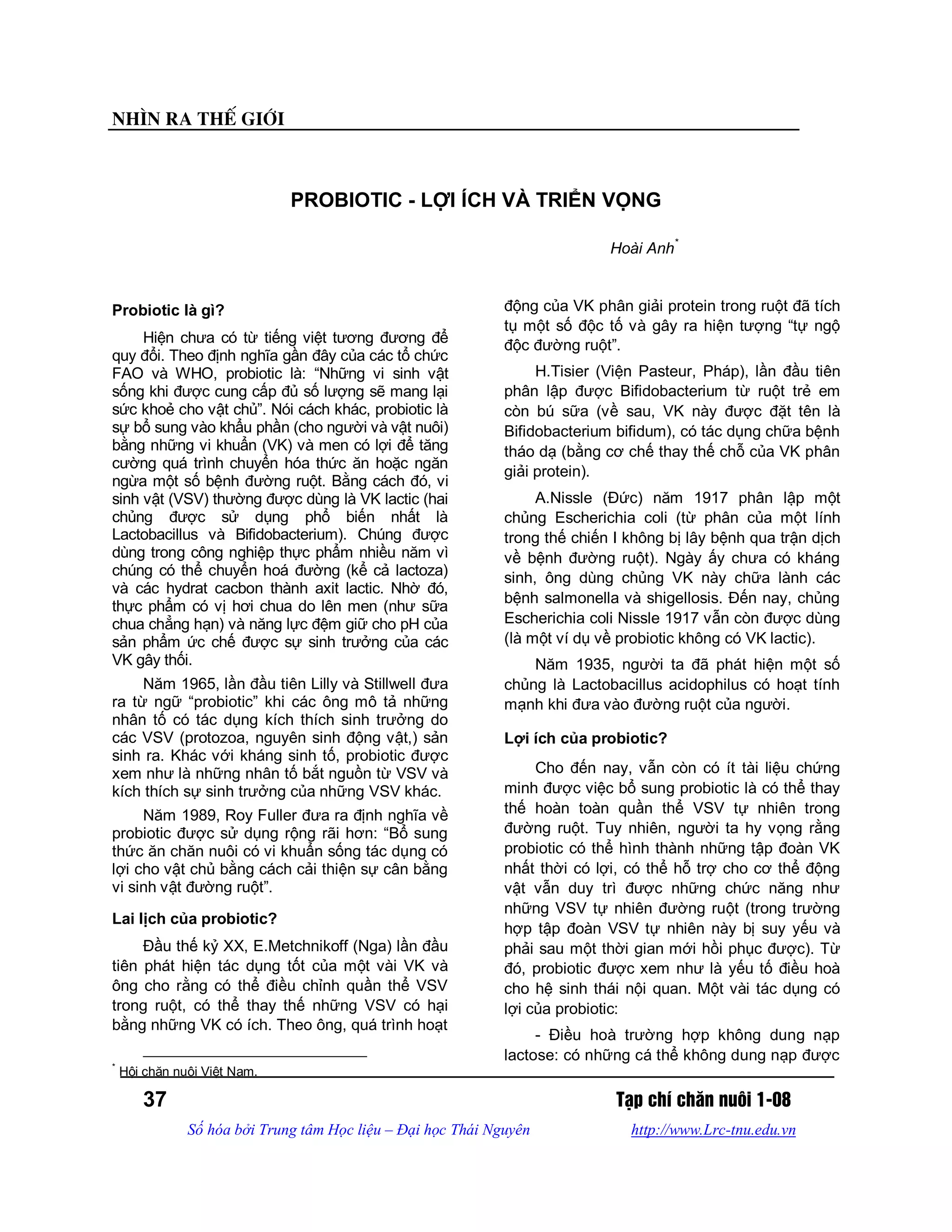 Probiotic lợi ich va trien vong | PDF