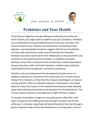 Probiotics and your health | PDF | Digestive Disorders | Diseases and ...