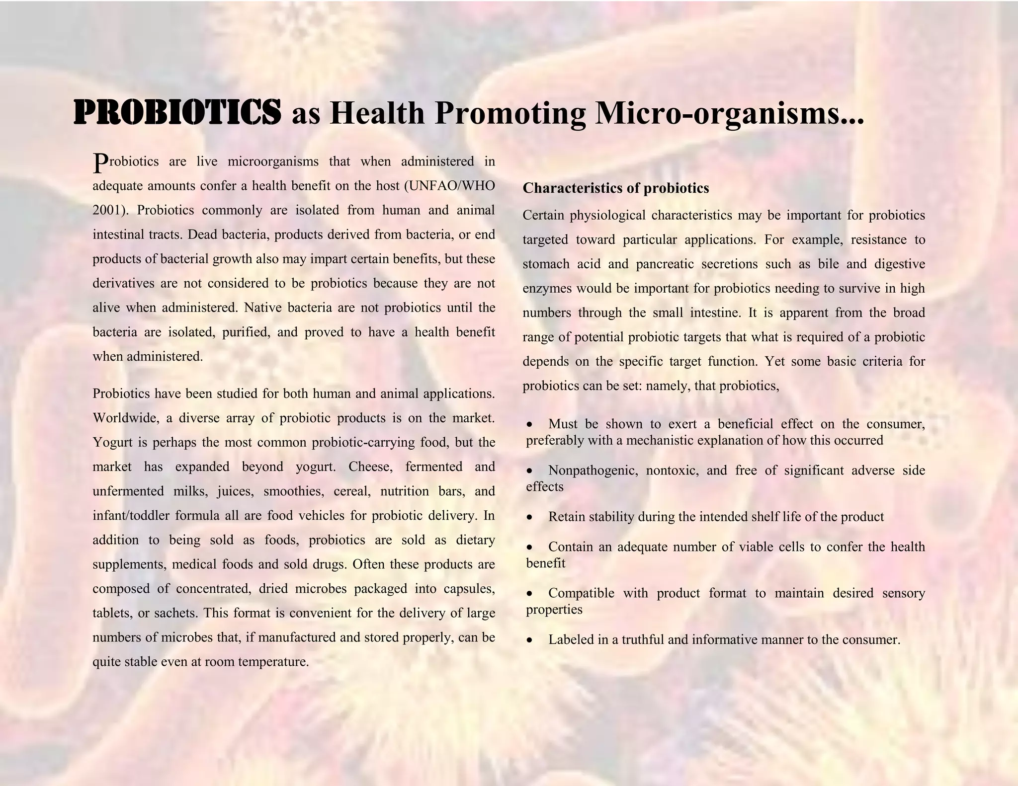 Probiotics as Health Promoting Micro-organisms... | PPT