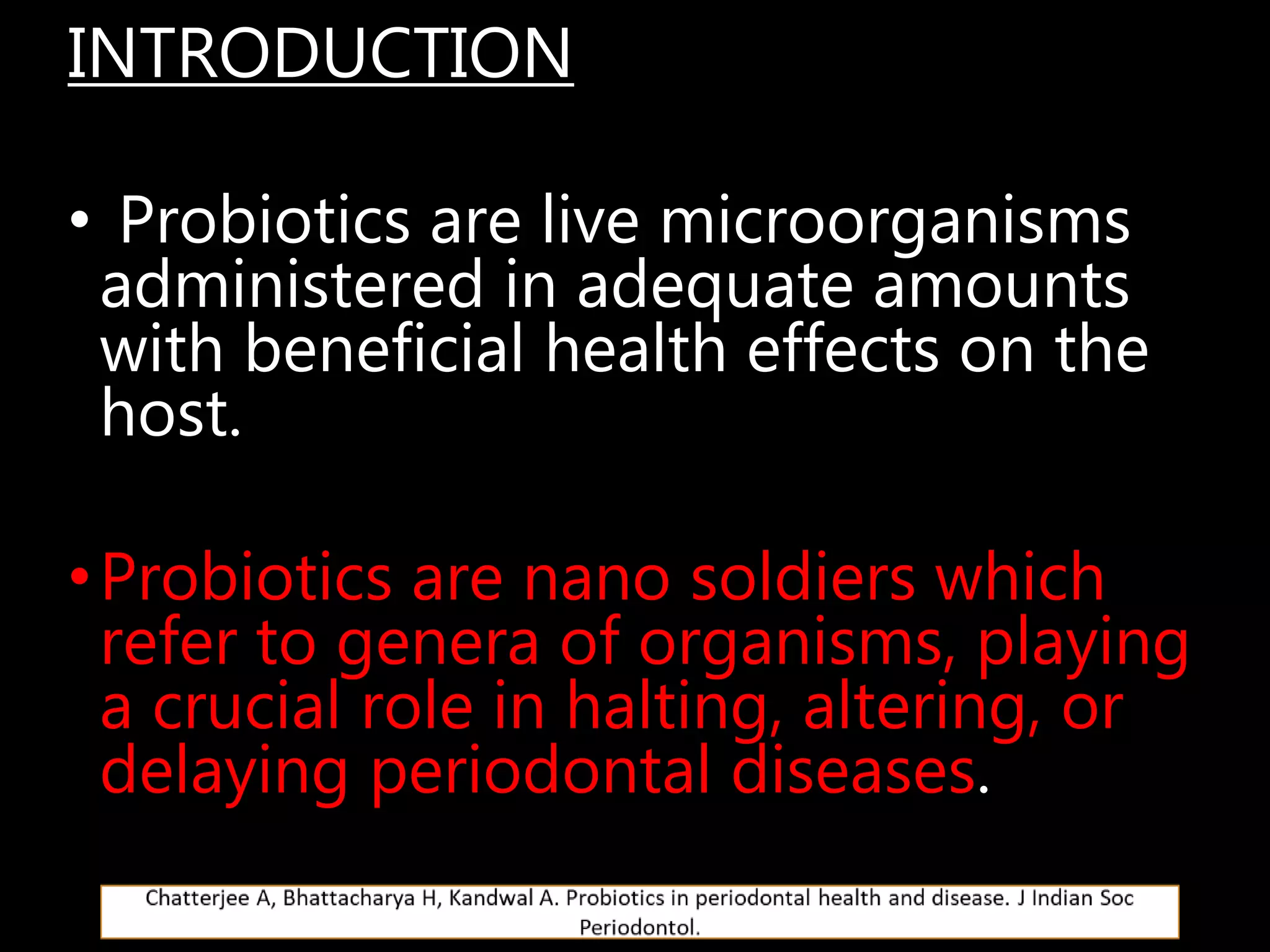 Probiotics in periodontal health and disease | PPTX