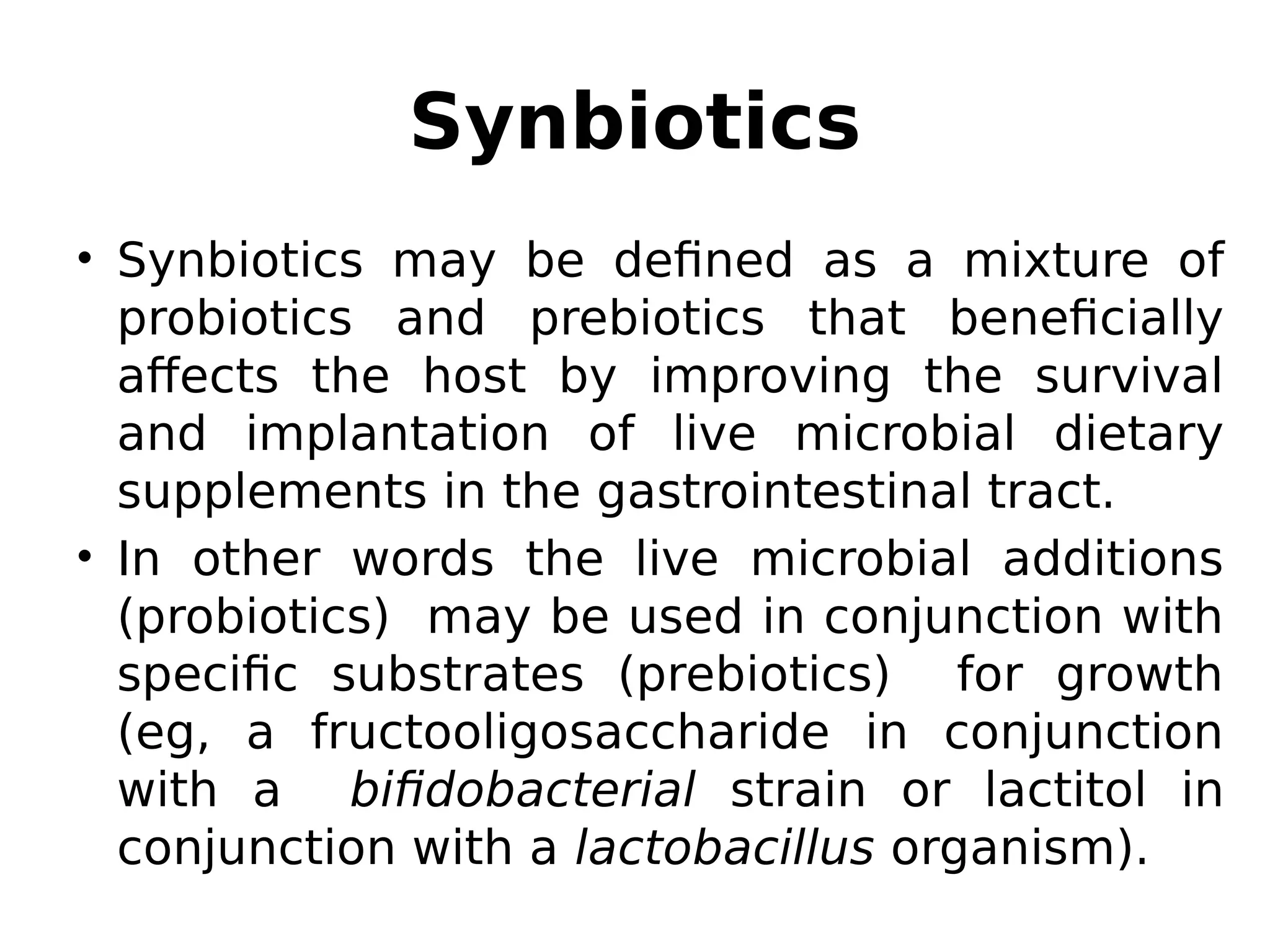 Probiotics , prebiotics and synbiotics | PDF