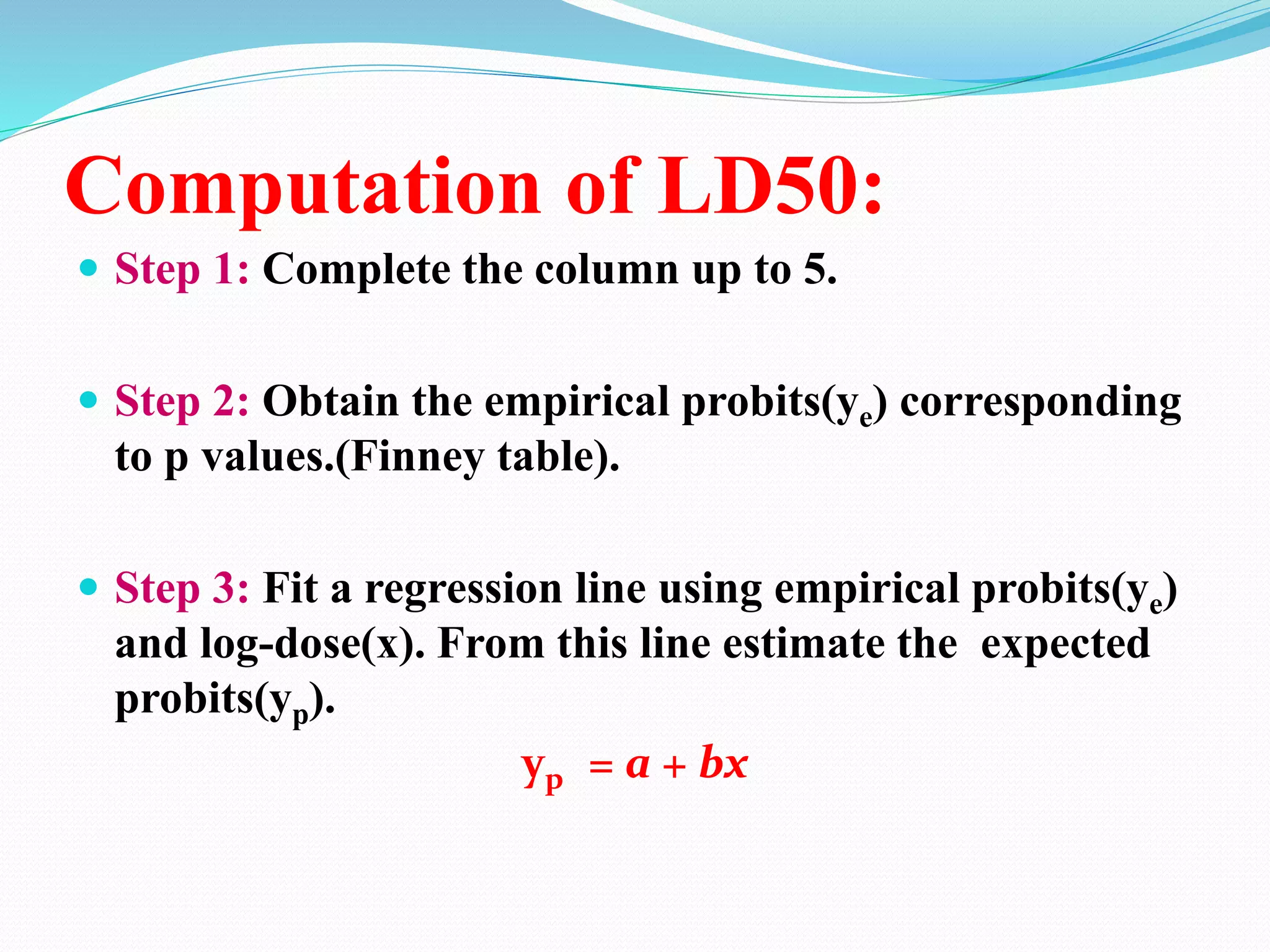 Probit analysis in toxicological studies | PPTX