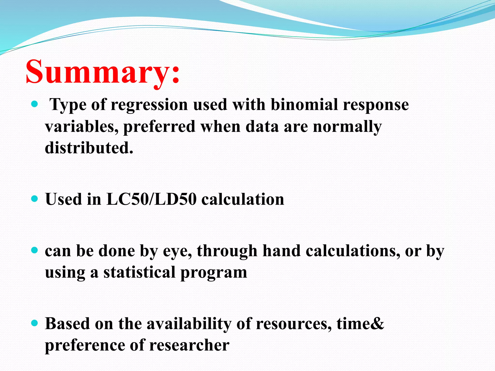 Probit analysis in toxicological studies | PPTX