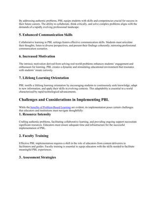 Problem-Based Learning: Fostering Critical Thinking and Application | PDF