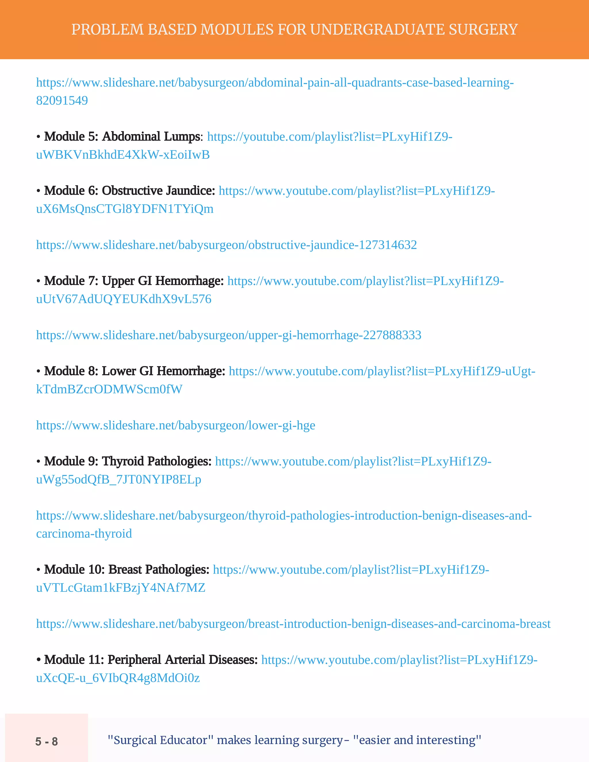 Problem Based Modules For Under Graduate Surgery | PDF