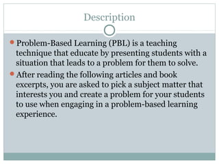 Problem based learning | PPT