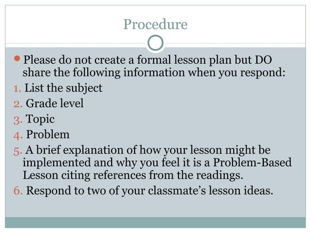 Problem based learning | PPT