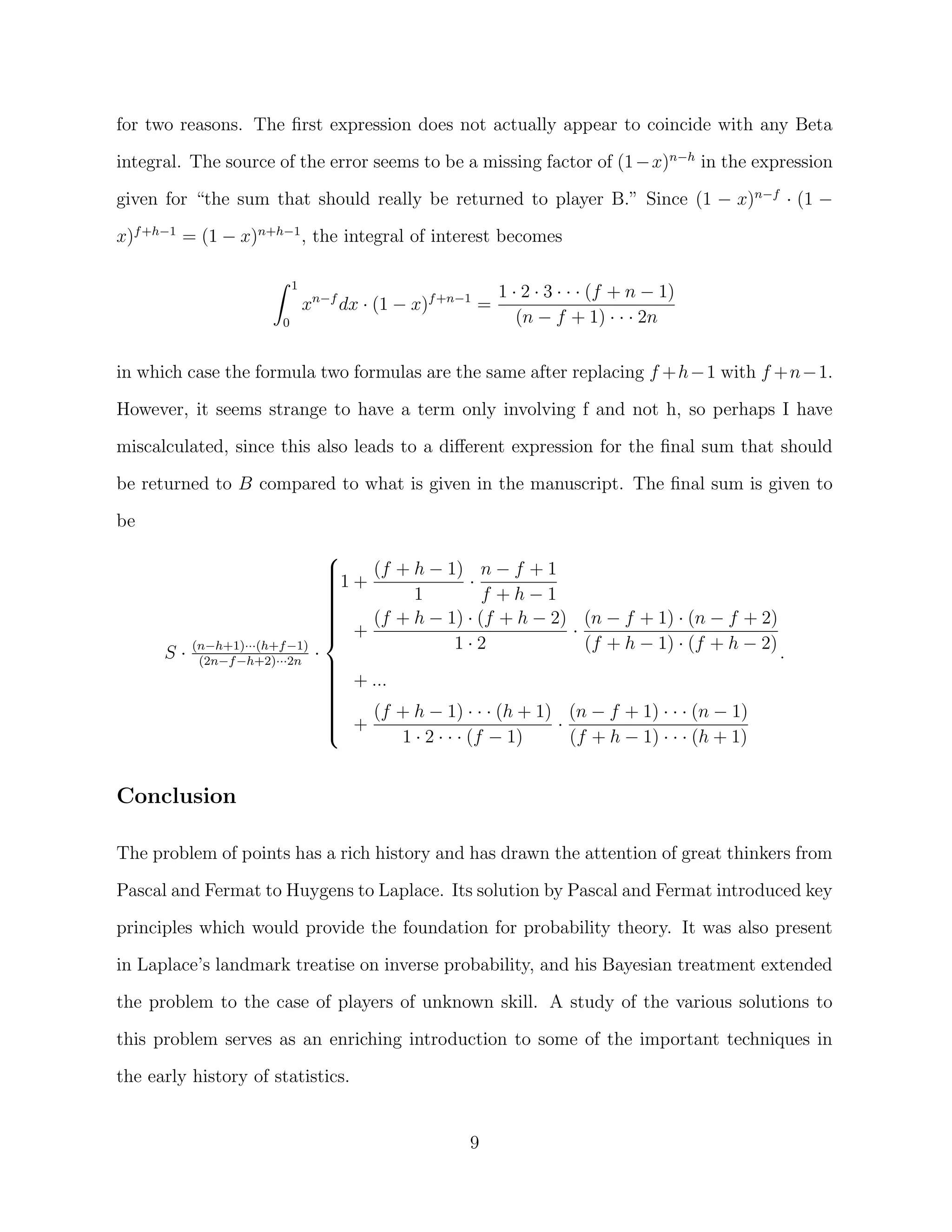 Various Solutions to the Problem of Points | PDF