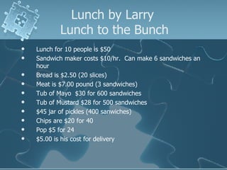 Problem Set for Calculating Economics of One Unit | PPT